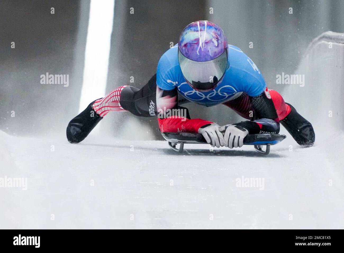 Mirela Rahneva, of Canada, finishes the women's skeleton run 3 at the ...