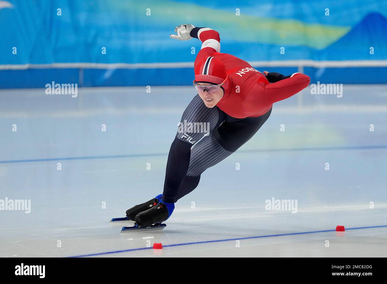 Bjoern Magnussen of Norway competes in the men's speedskating 500-meter ...