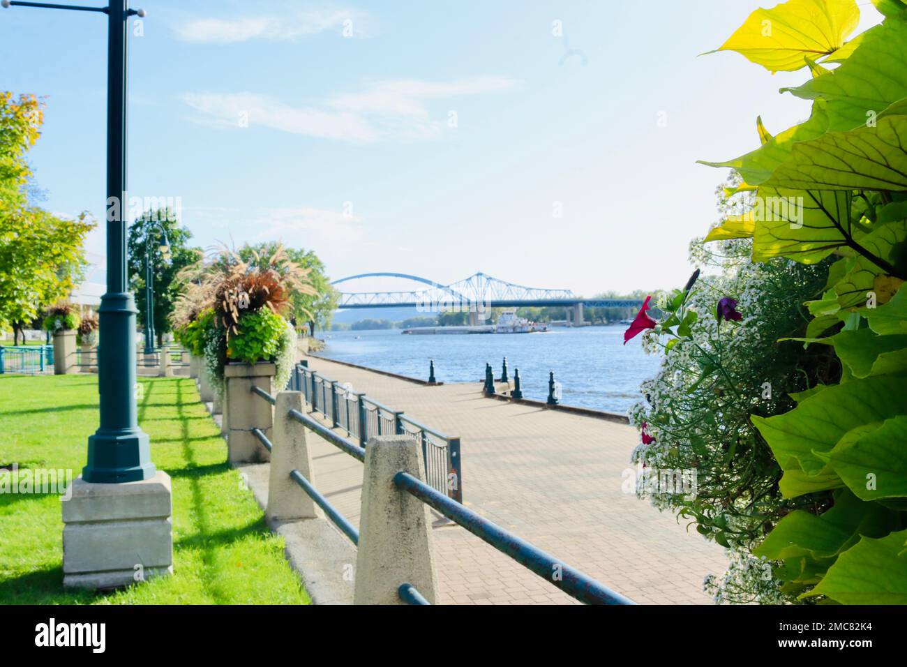 This picture shows the Mississippi River and it’s river side in la crosse Wisconsin in autumn ...
