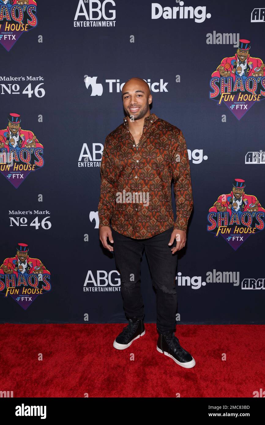 Austin Eckler attends Shaq's Fun House on Friday, Feb. 11, 2022, at the ...