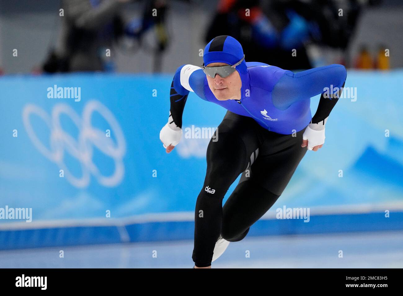 Marten Liiv of Estonia competes in the men's speedskating 500-meter ...