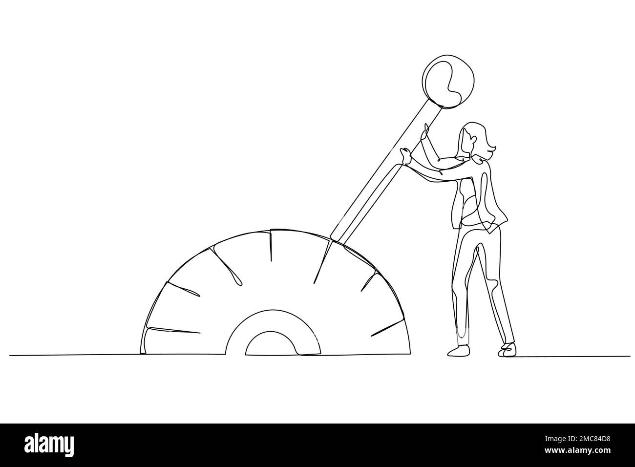 Illustration of businesswoman change transmission knob make business to ...