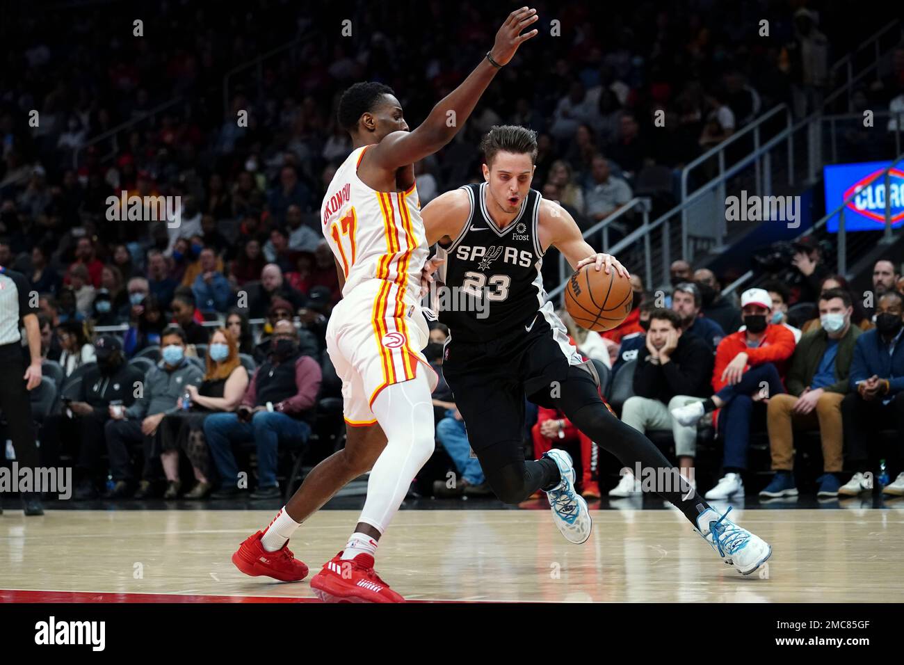 during the second half of an NBA basketball game Friday, Feb. 11, 2022 ...