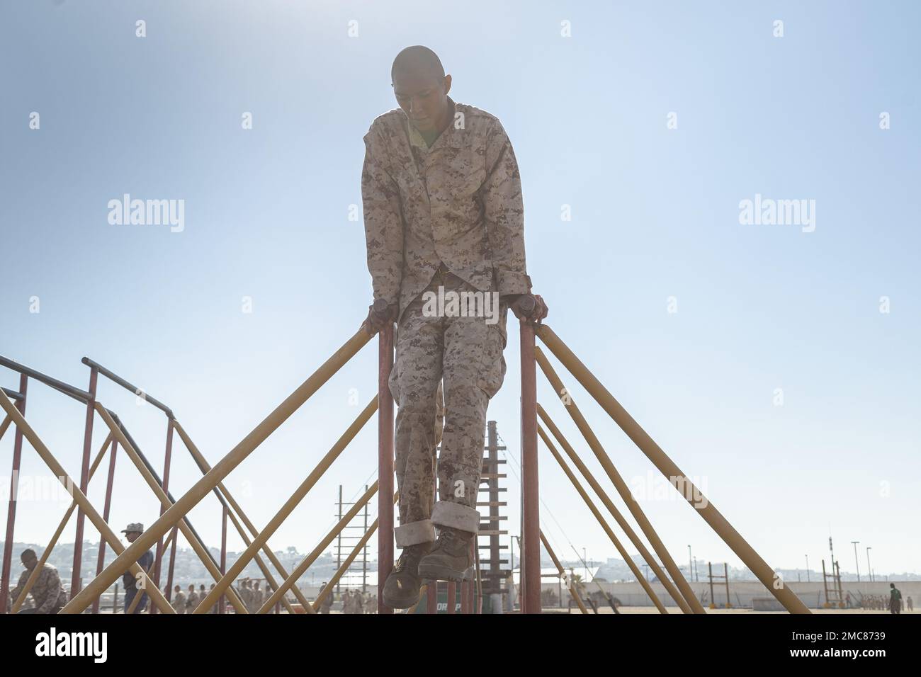 A U.S. Marine Corps recruit with Alpha Company, 1st Recruit Training ...