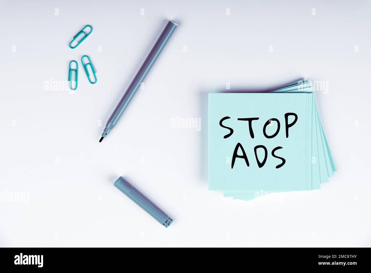 Handwriting text Stop Ads. Concept meaning program that will remove ...