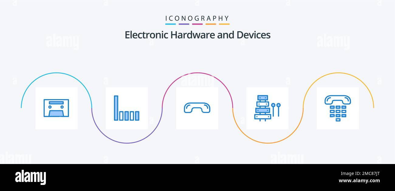 Devices Blue 5 Icon Pack Including communication. xylophone. hang up ...