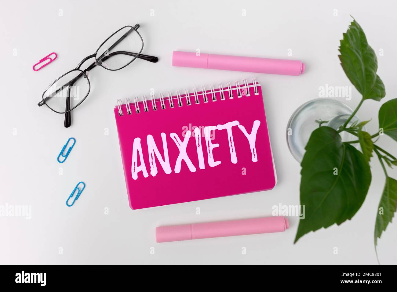 Text caption presenting Anxiety. Business overview Excessive uneasiness ...
