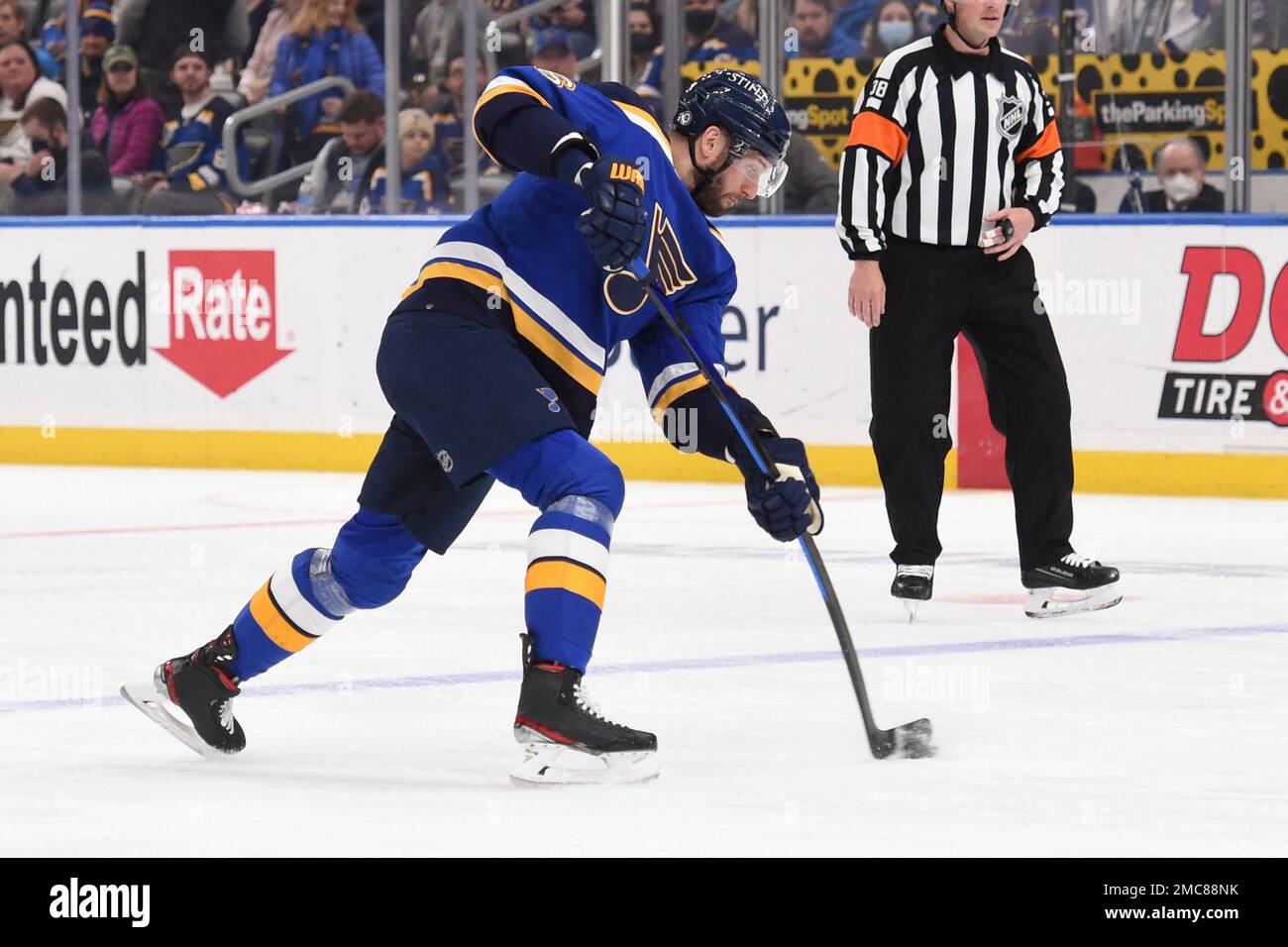 St. Louis Blues defenseman Marco Scandella (6) takes a shot against the ...