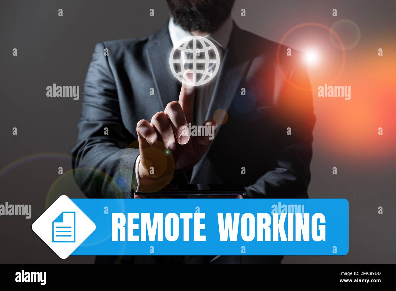 Sign displaying Remote Working. Conceptual photo situation in which an ...