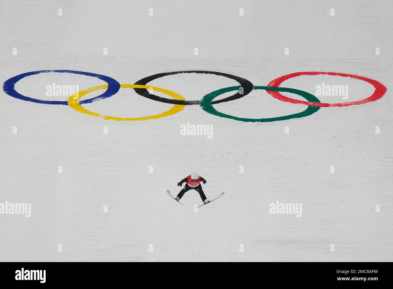 Patrick Gasienica, of the United States, soars through the air during a ...