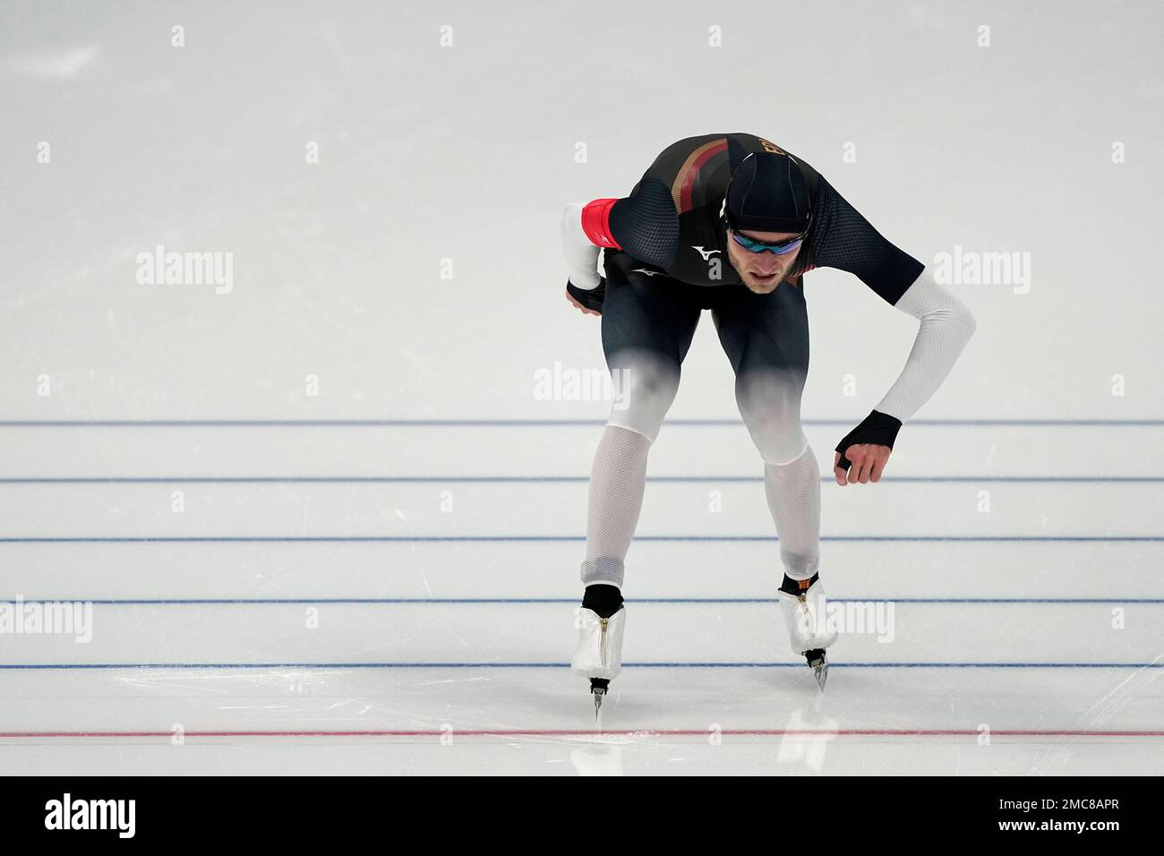 Patrick Beckert of Germany crosses the finish line to win his heat in ...