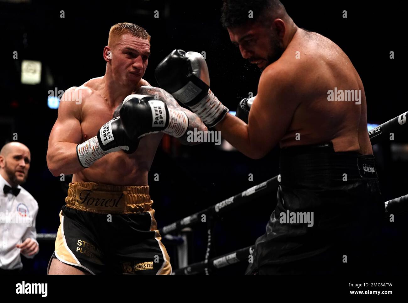 Scott Forrest (left) and Amine Boucetta in the cruiserweight bout at ...