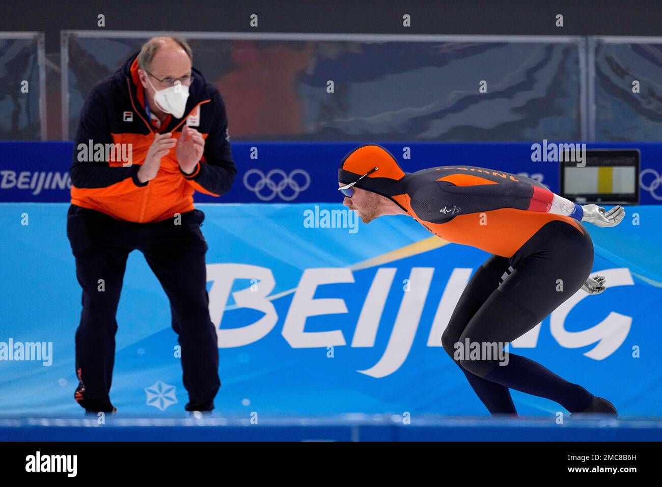 Patrick Roest of the Netherlands competes in the men's speedskating ...