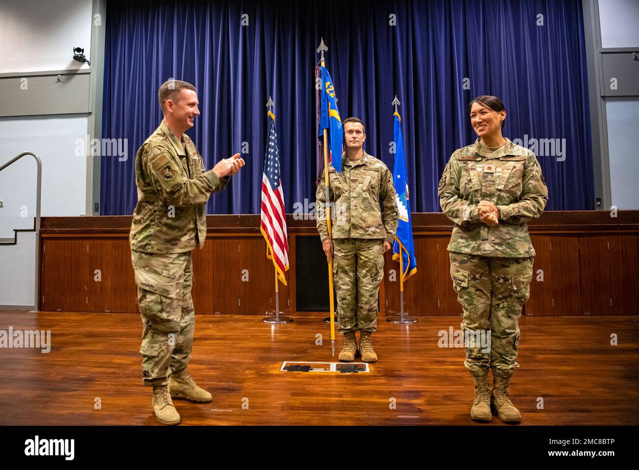U.S. Air Force Col. Jon T. Hannah, 422d Air Base Group commander, gives ...