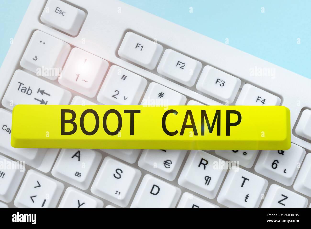 Conceptual caption Boot Camp. Business showcase Military training camp for new recruits Harsh ...