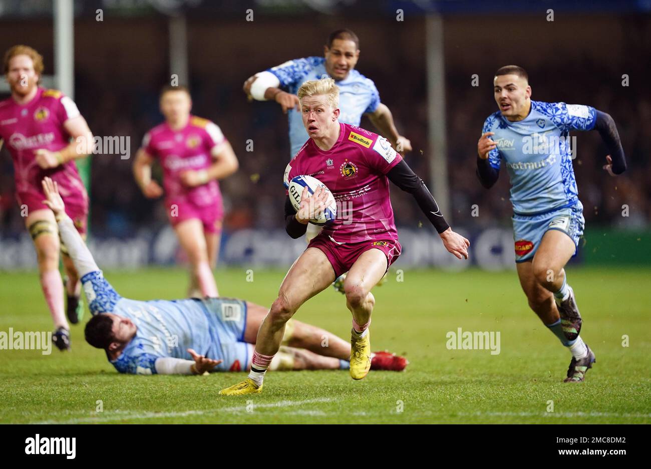 Exeter Chiefs Josh Hodge makes a break during the Heineken Champions ...