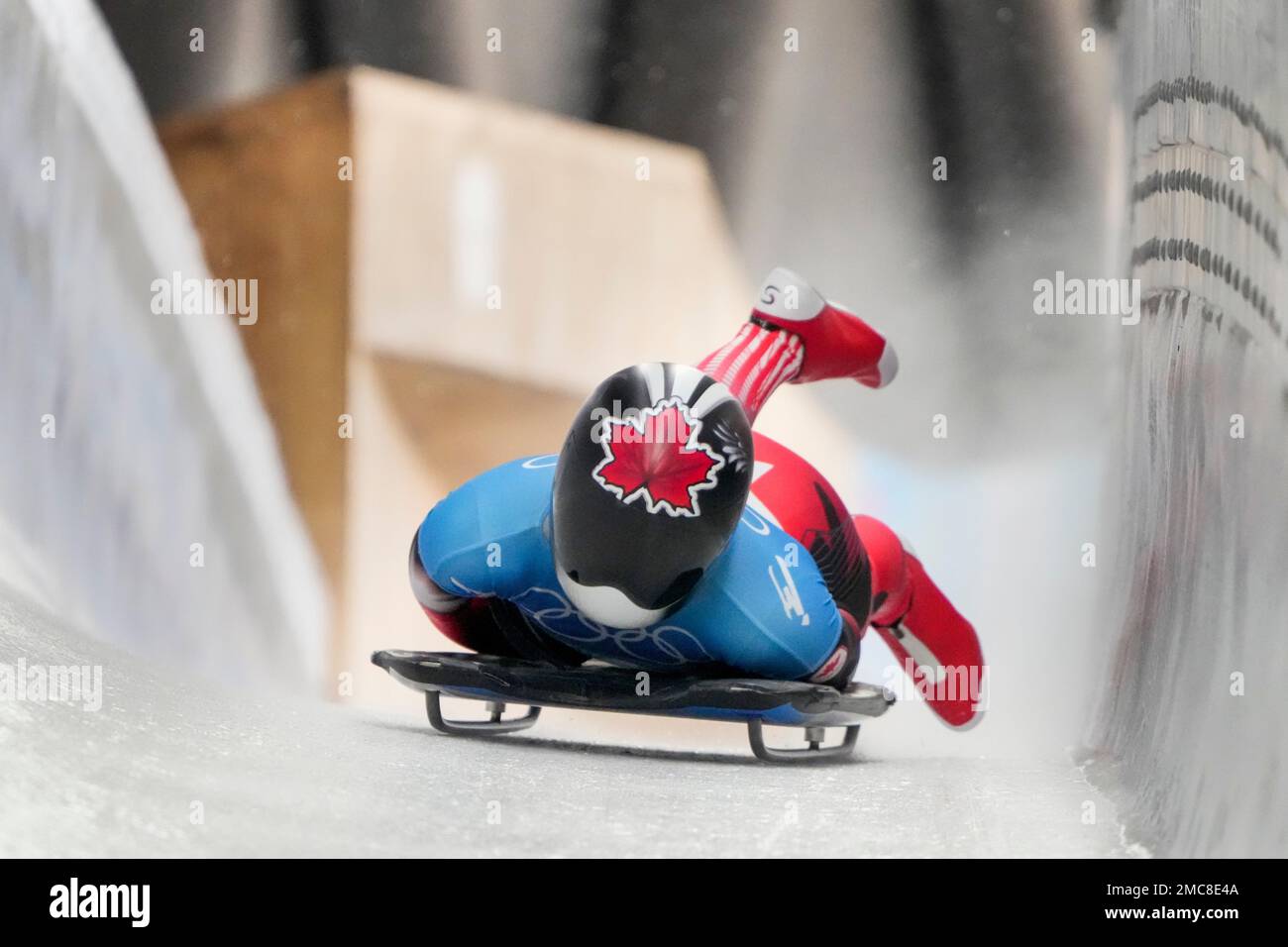 Jane Channell, of Canada, slides during the women's skeleton run 1 at ...