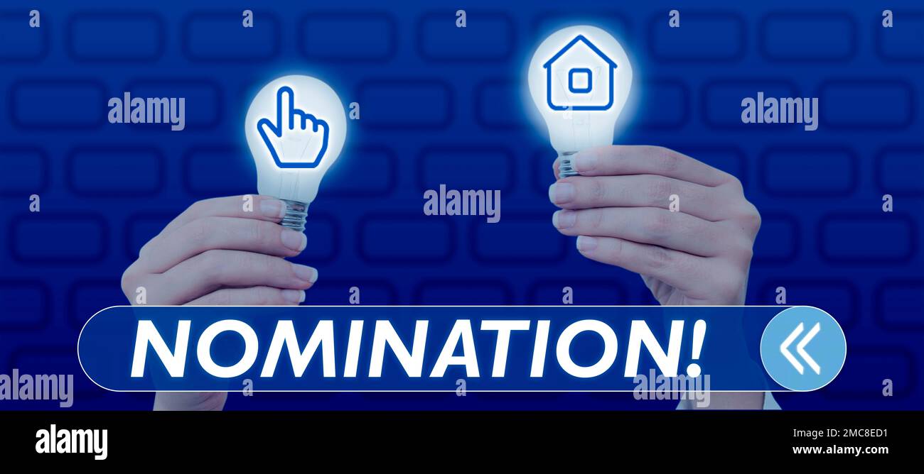 Text caption presenting Nomination. Word Written on Formally Choosing ...