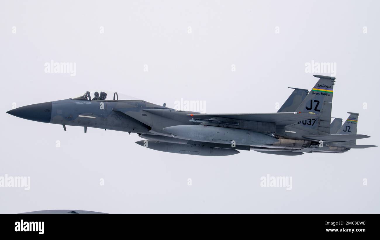 A U.S. Air Force F-15C Eagle from the Louisiana Air National Guard's 159th Fighter Wing flies in ...