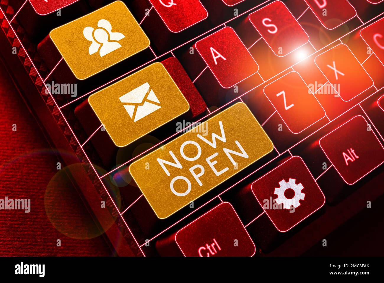 Inspiration showing sign Now Open. Word Written on leave door or ...