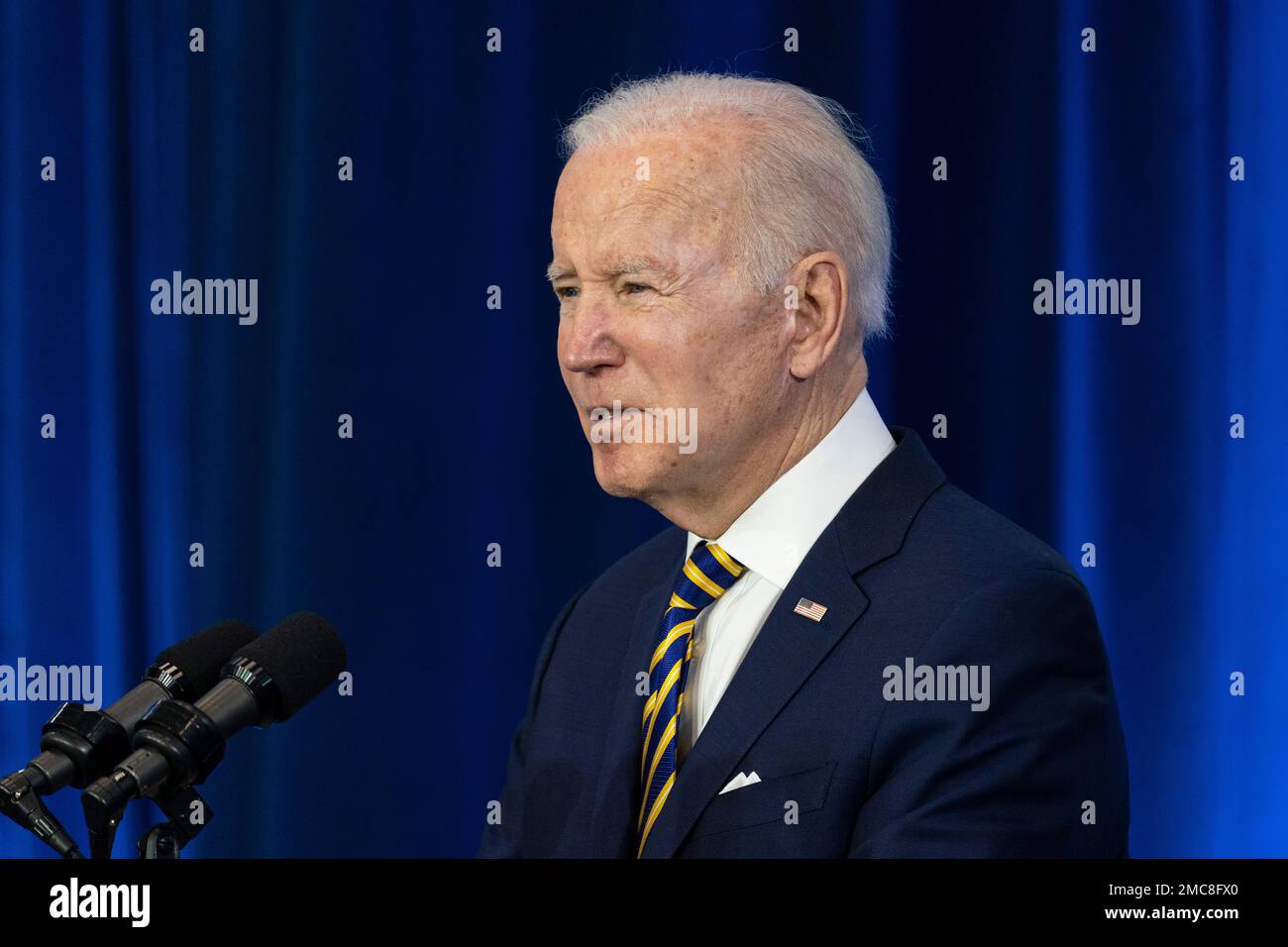 President Joe Biden speaks about prescription drug costs at the Daniel ...