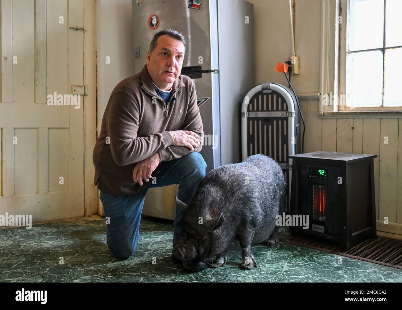 Wyverne Flatt who is fighting to keep his pot-bellied pig Ellie as an ...
