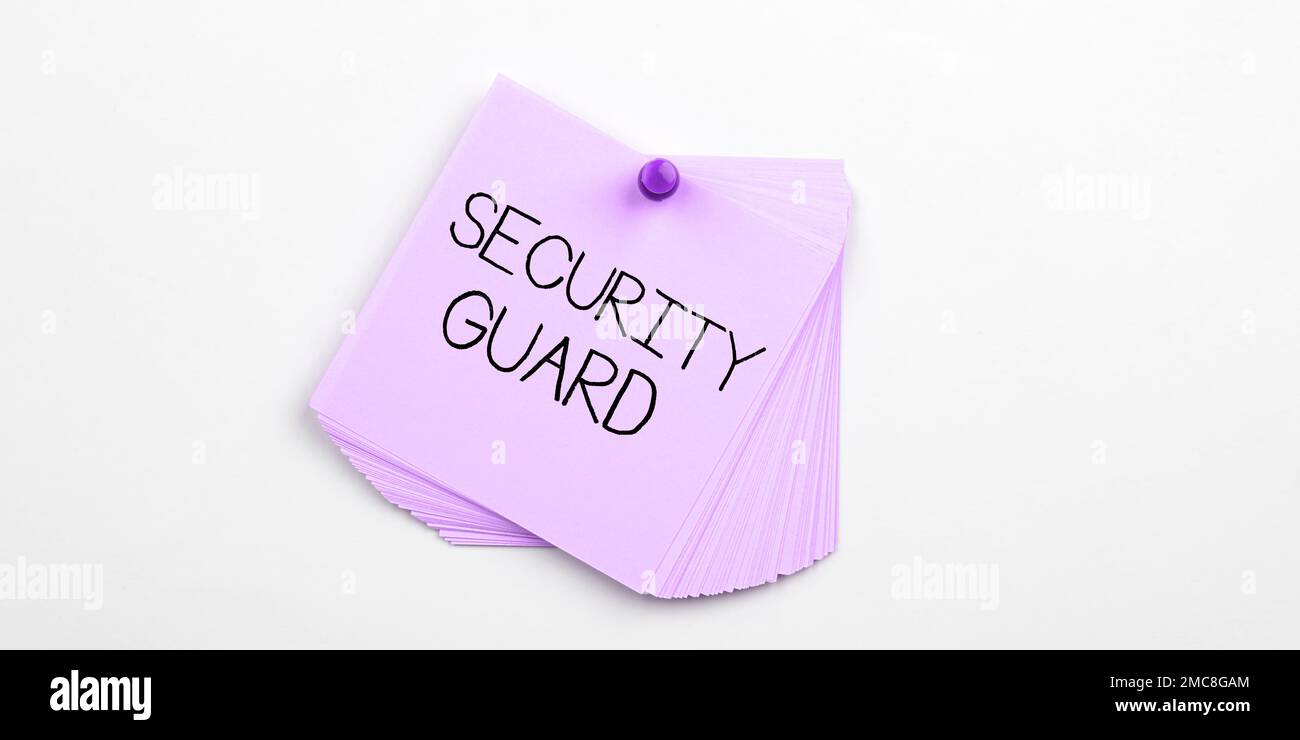 Hand writing sign Security Guard. Internet Concept tools used to manage ...