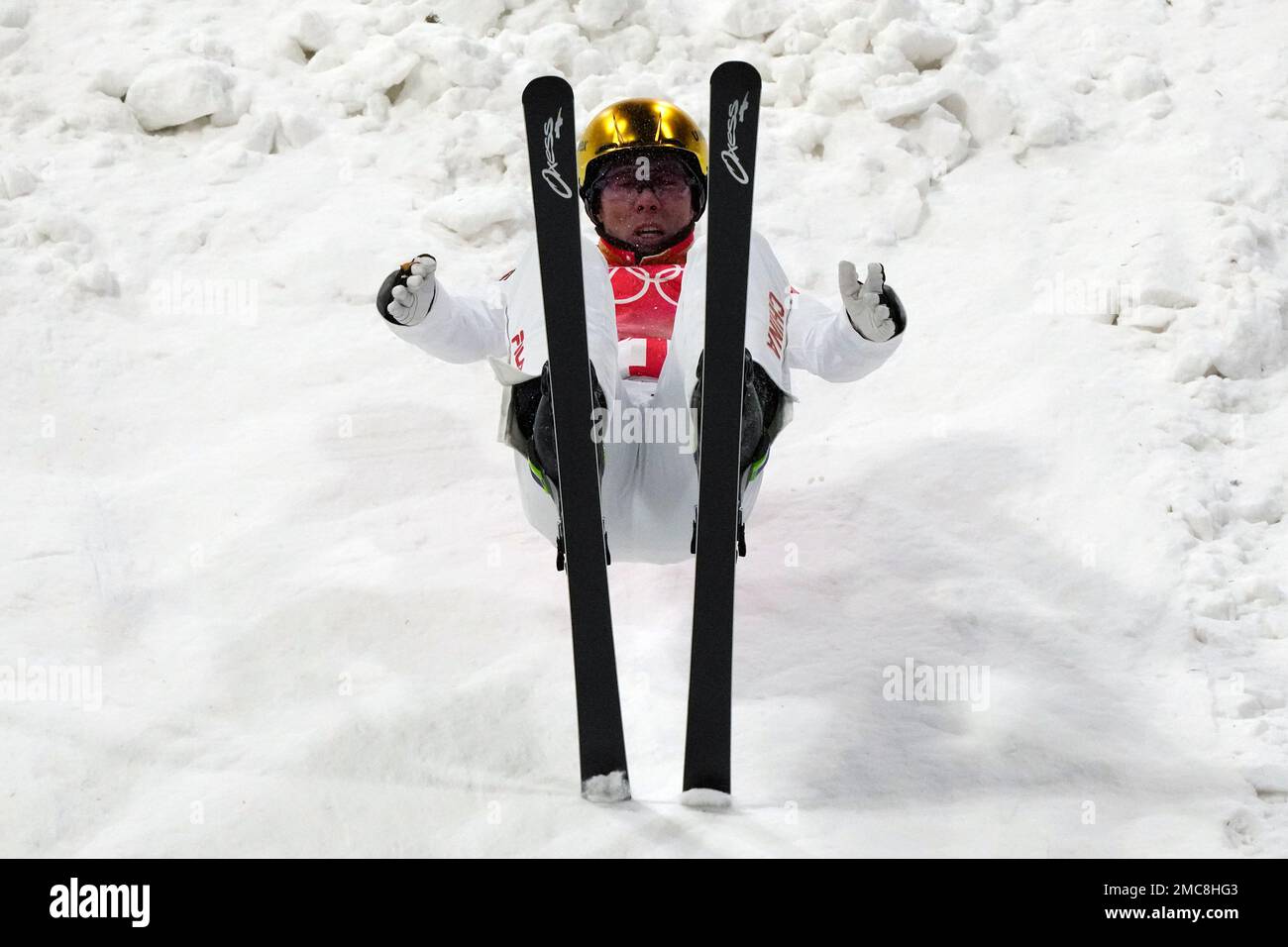 China's Jia Zongyang competes during the mixed team aerials finals at ...