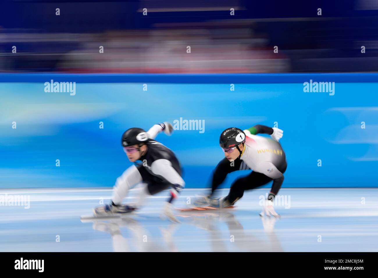 Andrew Heo, left, of the United States, and Liu Shaoang of Hungary race ...