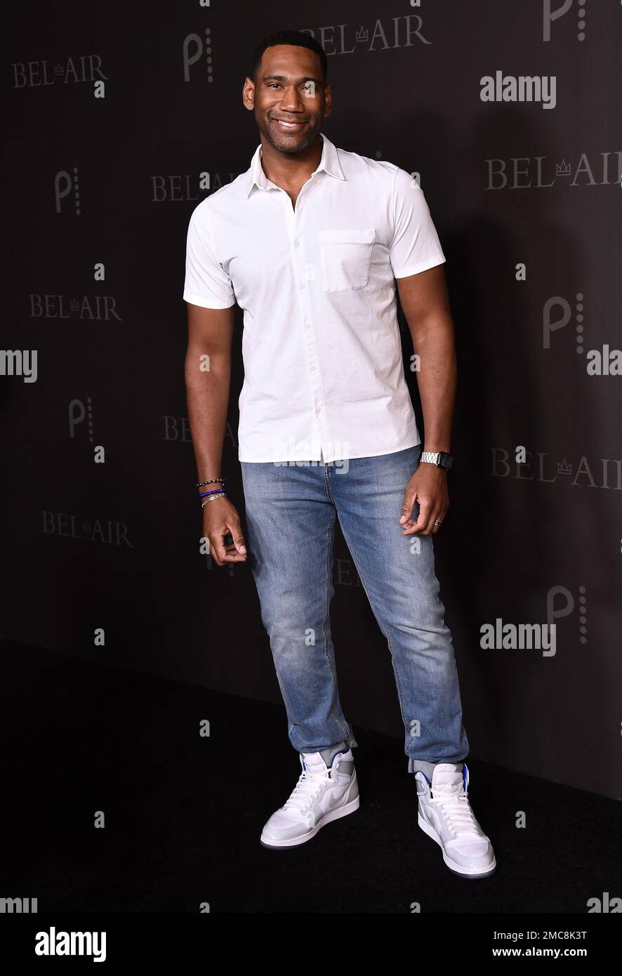 Anthony Alabi arrives at the premiere of "Bel-Air" on Wednesday, Feb. 9 ...