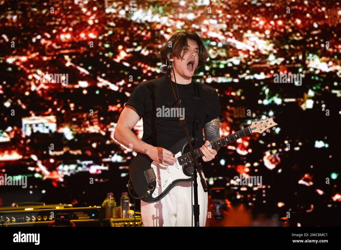 John Mayer performs at the Sirius and Pandora Small Stage Series Super ...