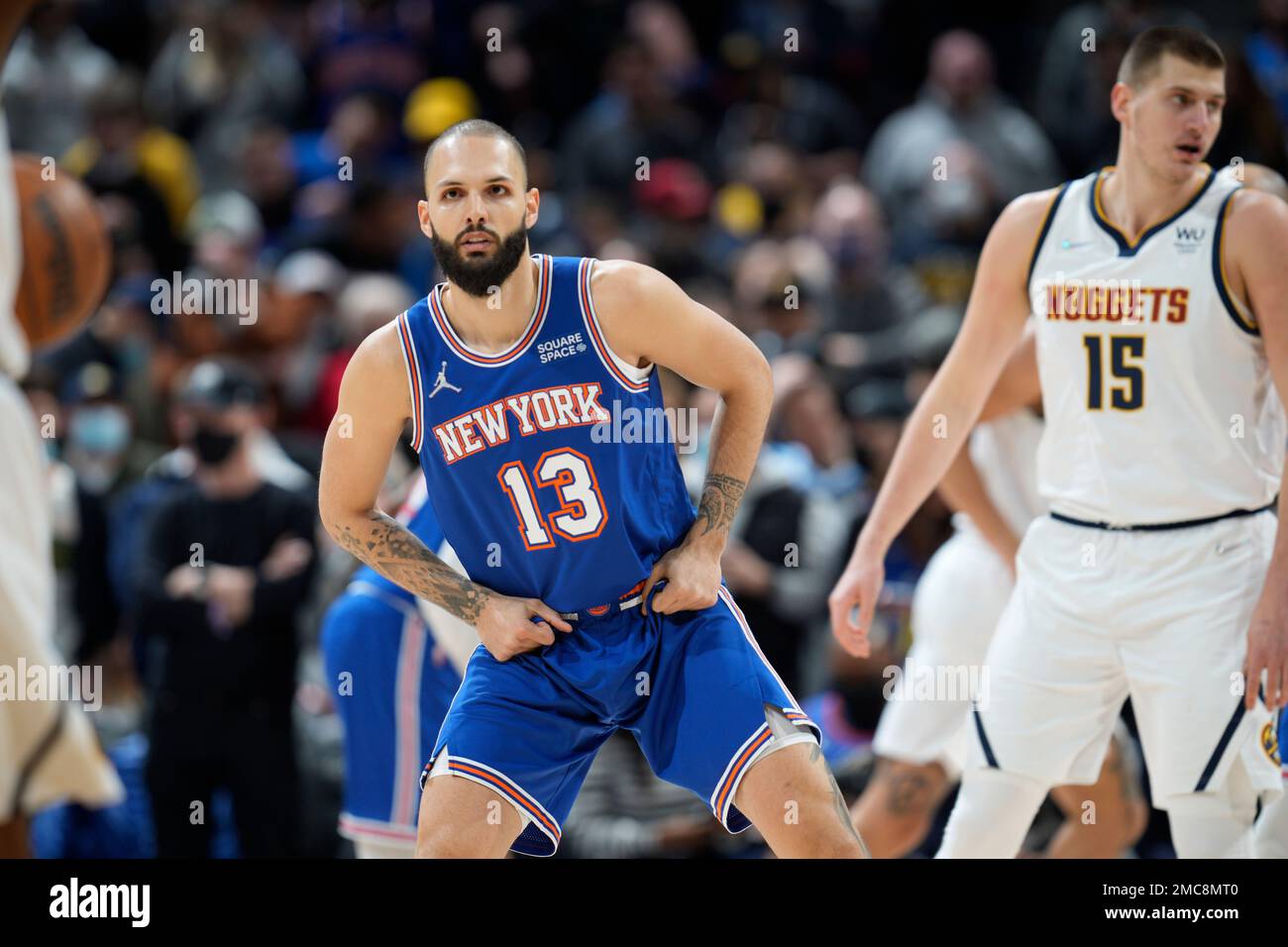 New York Knicks guard Evan Fournier (13) in the first half of an NBA ...