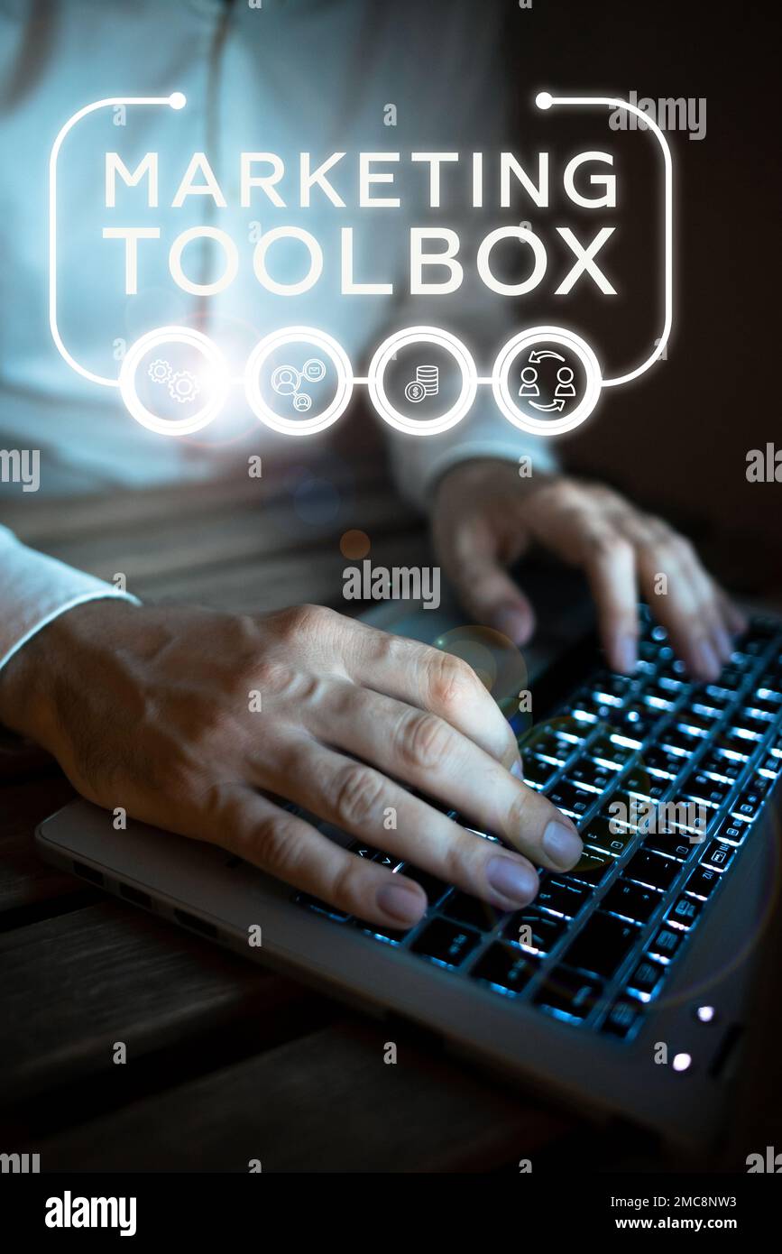 Conceptual display Marketing Toolbox. Word Written on Means in ...
