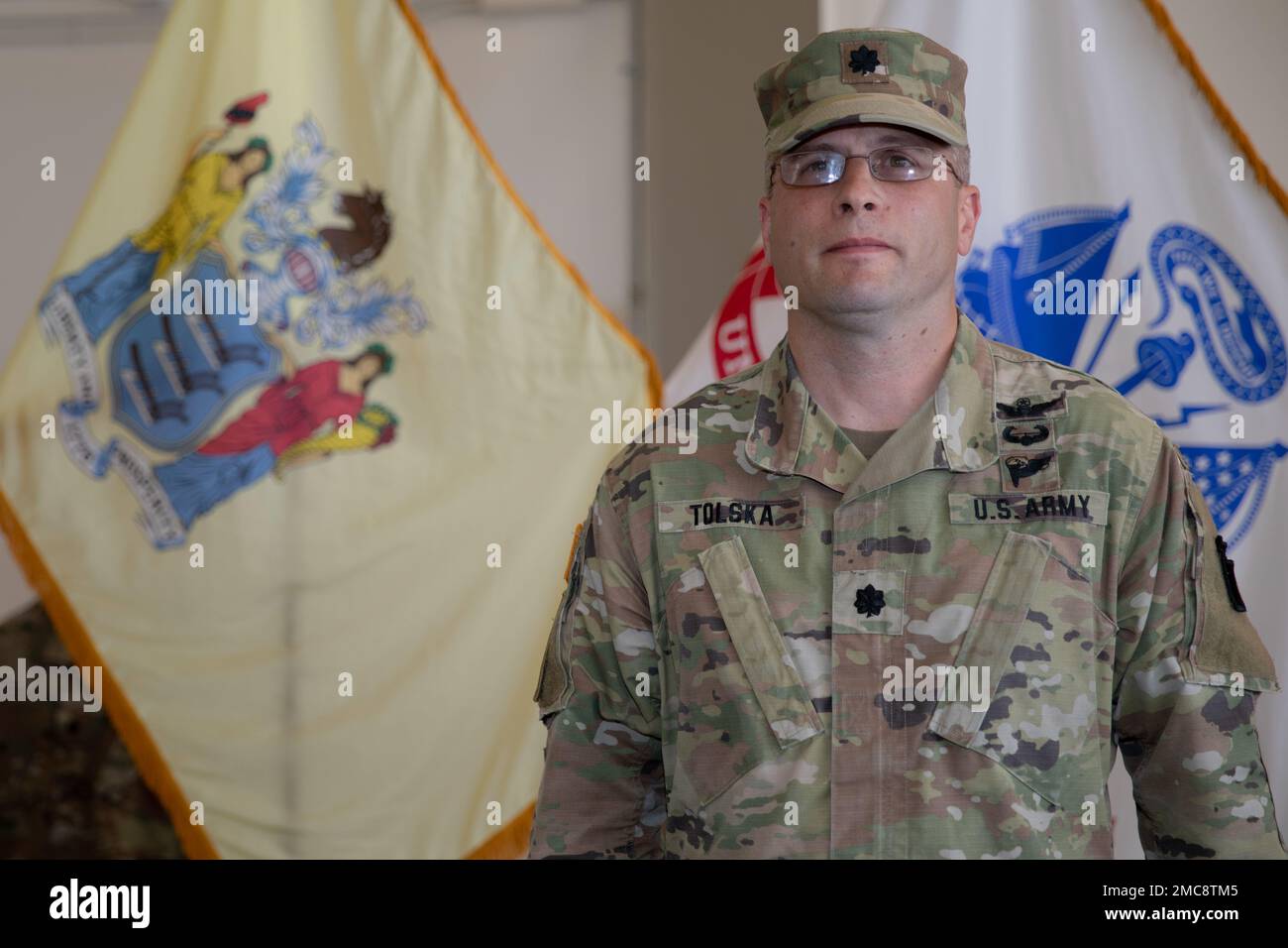 U.S. Army Lt. Col. Eric J. Tolska stands at the position of attention ...