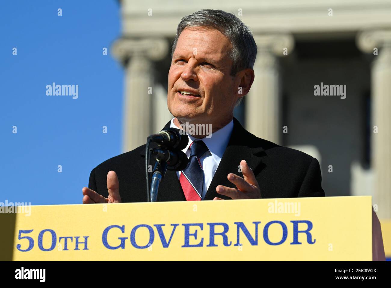 Tennessee Gov. Bill Lee delivers his inaugural address in the ...