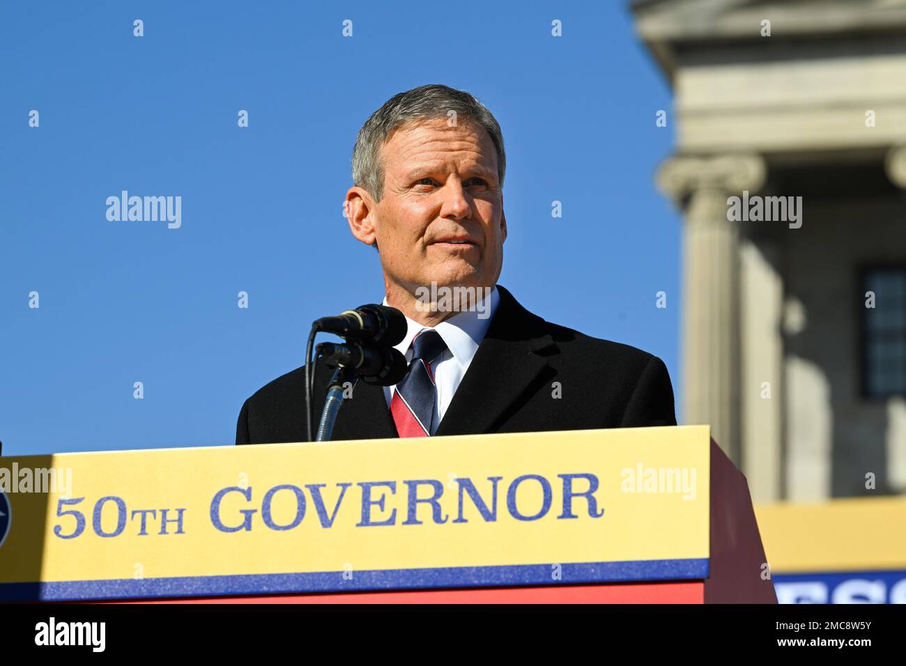 Tennessee Gov. Bill Lee delivers his inaugural address in the ...