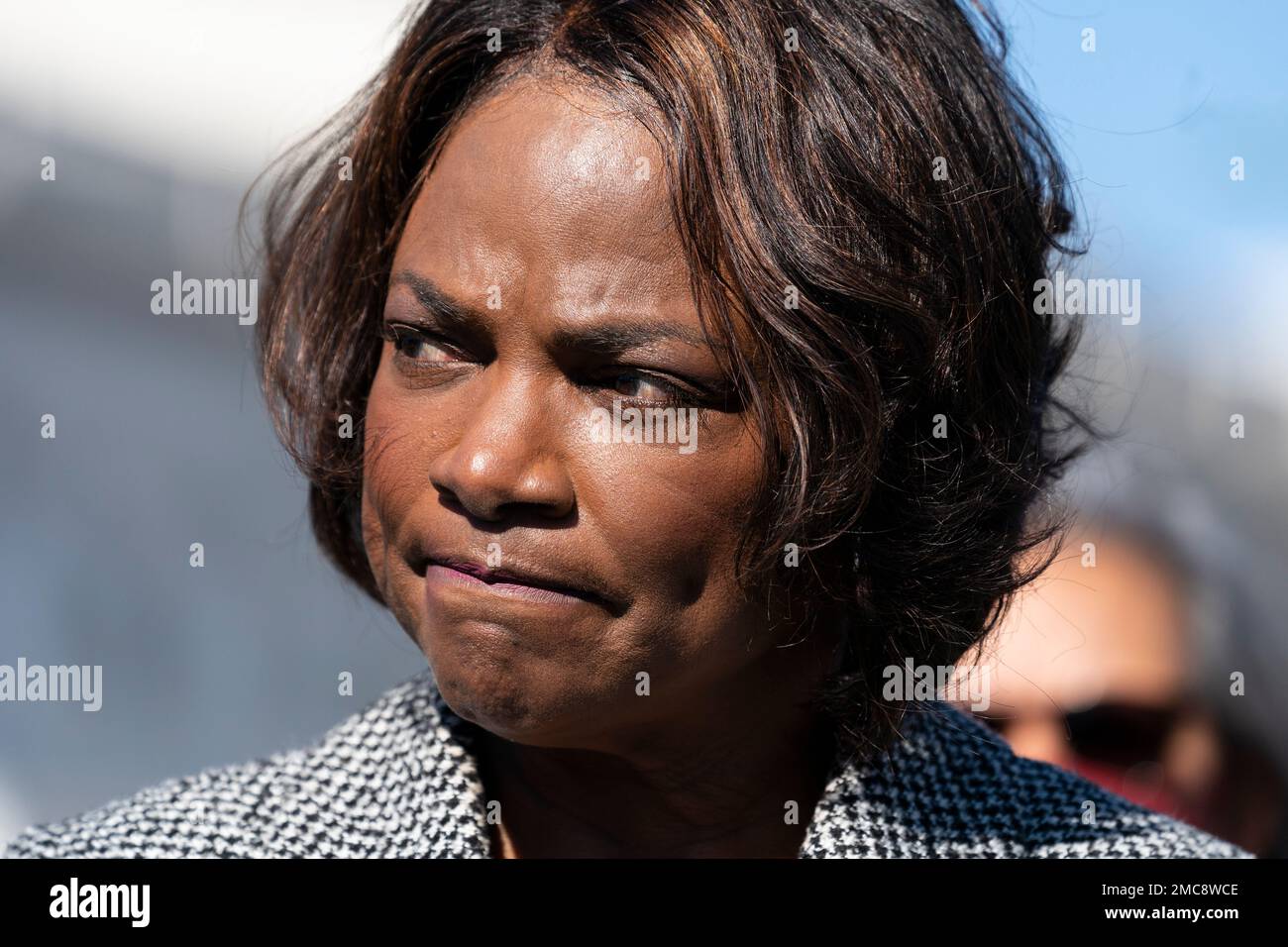 Rep. Val Demings, D-Fla., pauses while speaking with reporters about ...