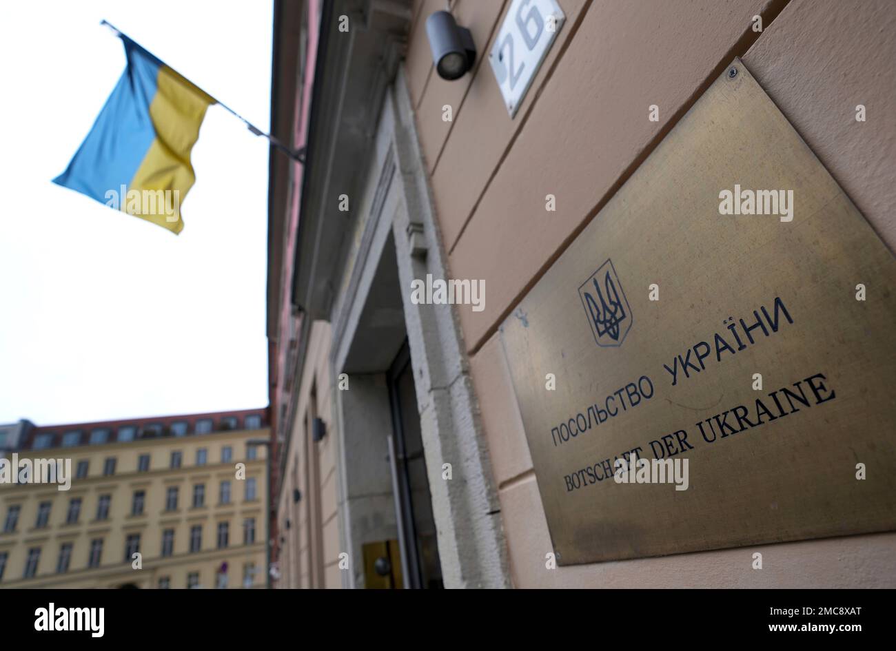 Exterior view of the embassy of the Ukraine in Berlin, Germany ...