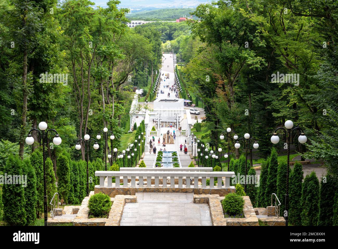 Cascade Staircase in summer, Stavropol Krai, Zheleznovodsk, Russia ...