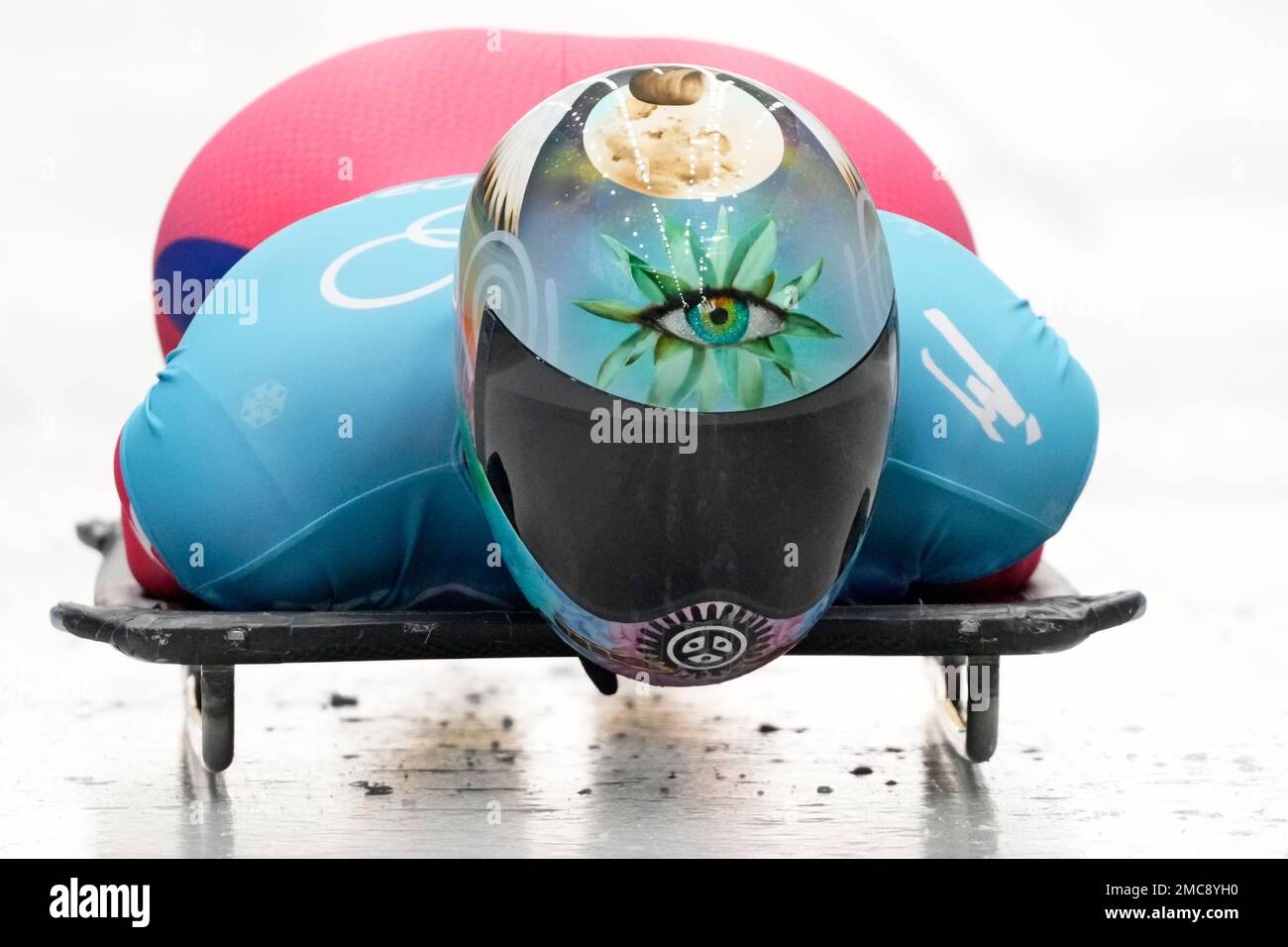 Kellie Delka of Puerto Rico takes a practice run during a women's ...