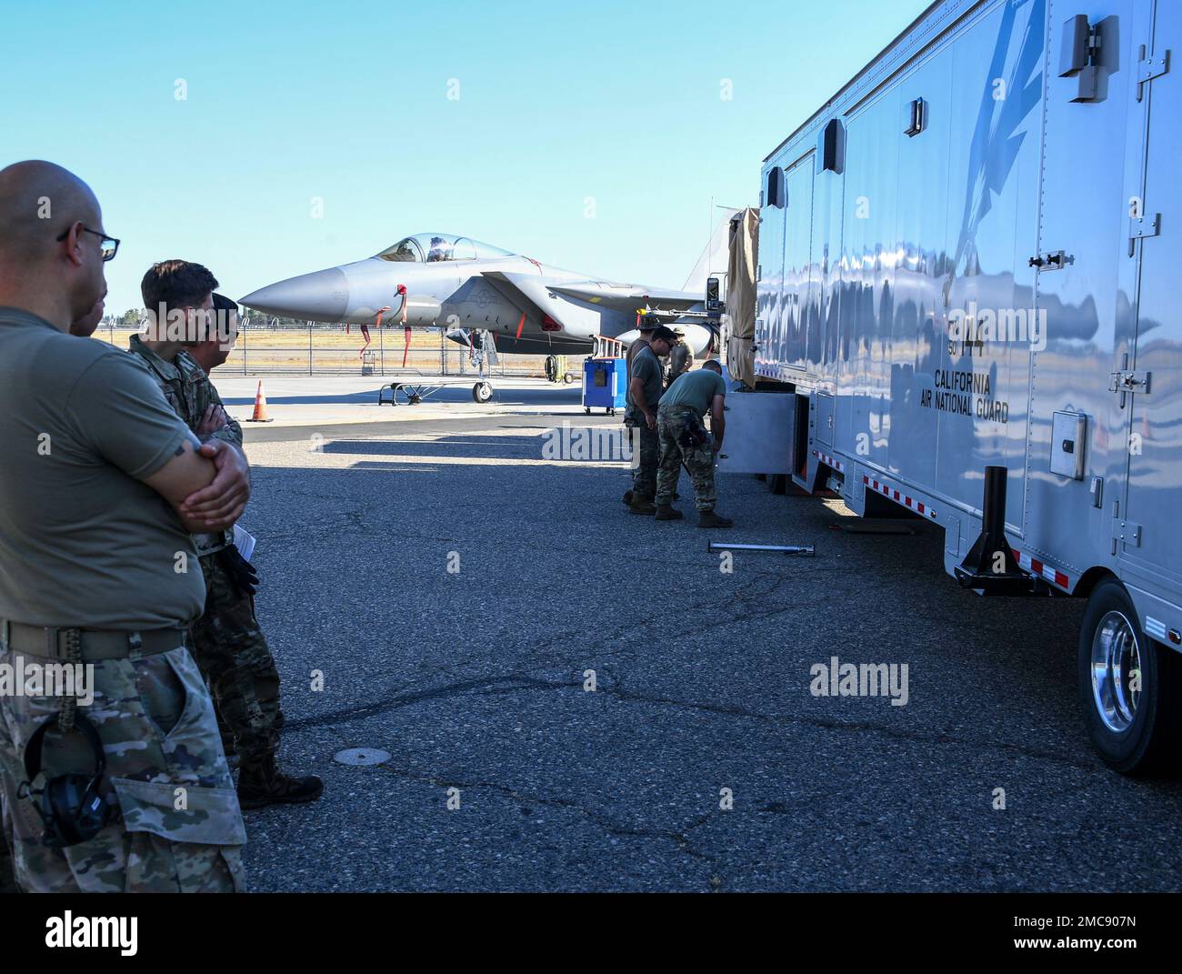 Airman from the 144th Fighter Wing simulate a deployment with the ...