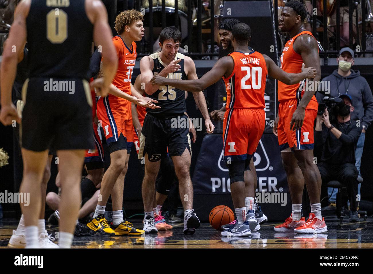 Purdue guard Ethan Morton (25) reacts toward Illinois guard Da'Monte ...