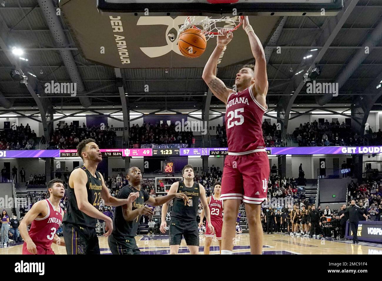Indiana's Race Thompson dunks the ball during the second half of an ...