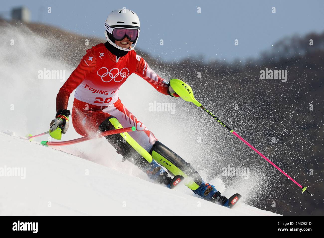 Aline Danioth, of Switzerland competes in the first run of the women's ...