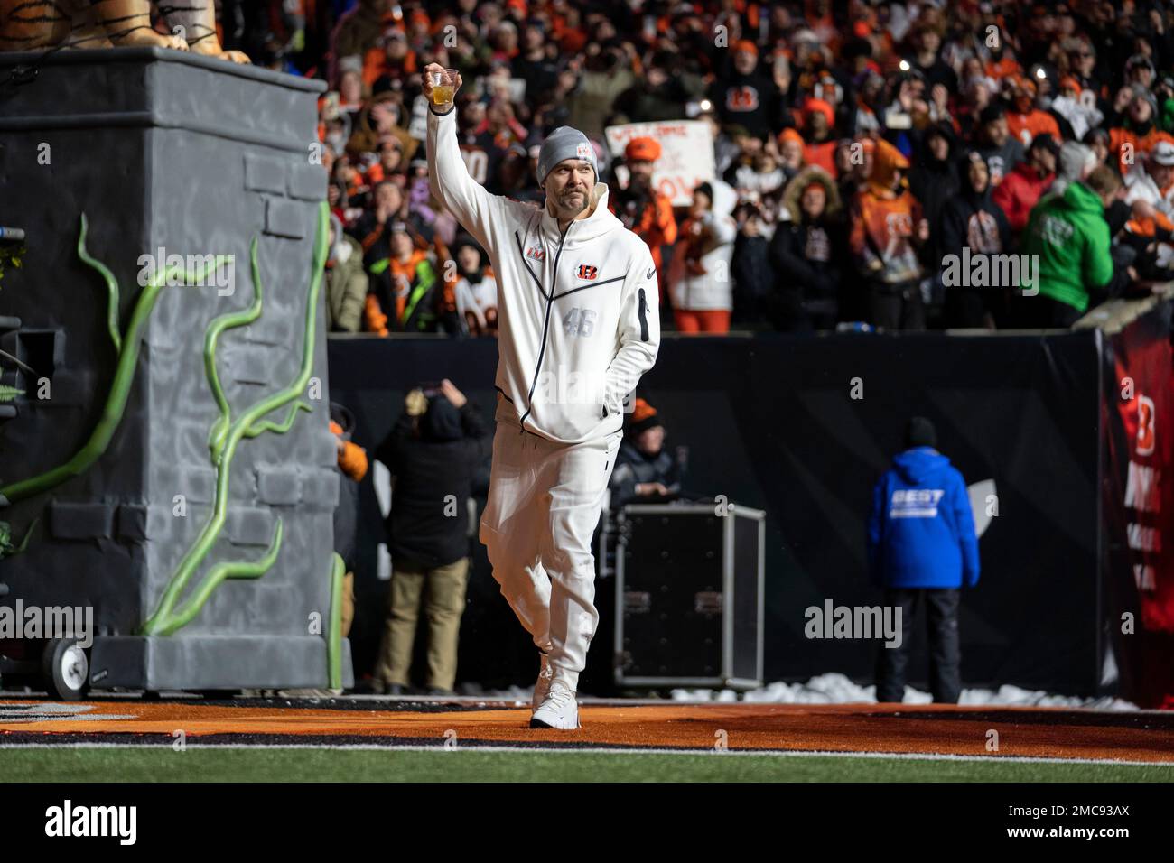 Cincinnati Bengals long snapper Clark Harris (46) enters the field ...