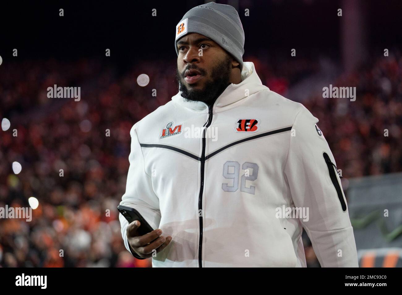 Cincinnati Bengals defensive end B.J. Hill (92) enters the field during ...