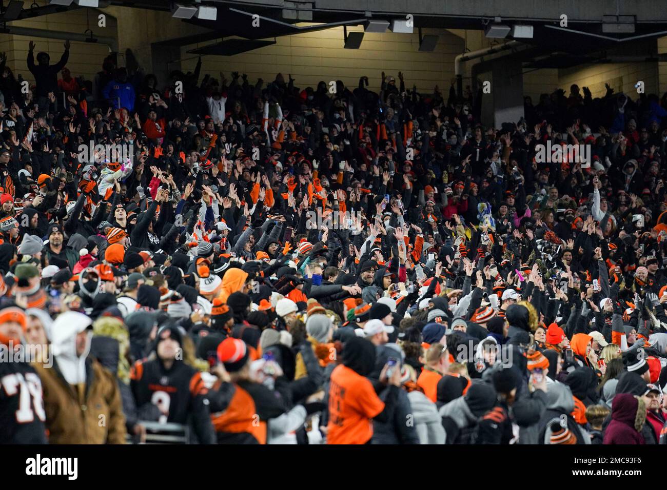Fans attend the Super Bowl LVI Opening Night Fan Rally Monday, Feb. 7 ...