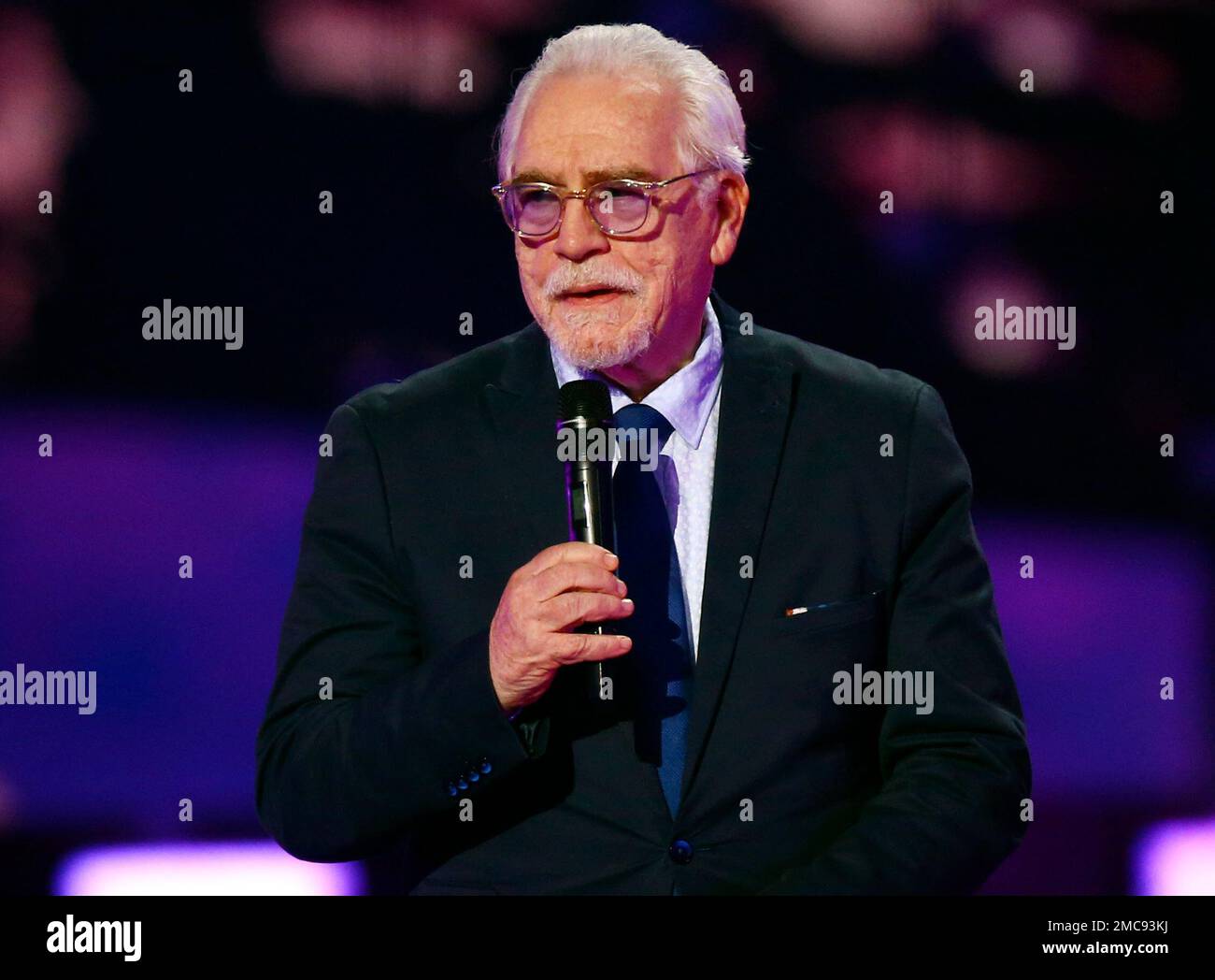 Brian Cox on stage at the Brit Awards 2022 in London Tuesday, Feb. 8 ...