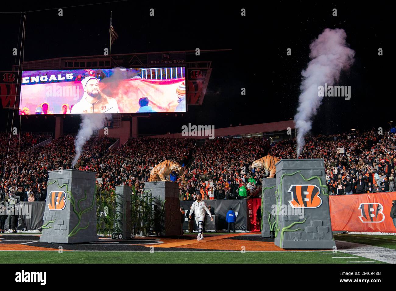 Cincinnati Bengals tight end C.J. Uzomah (87) is introduced during the ...