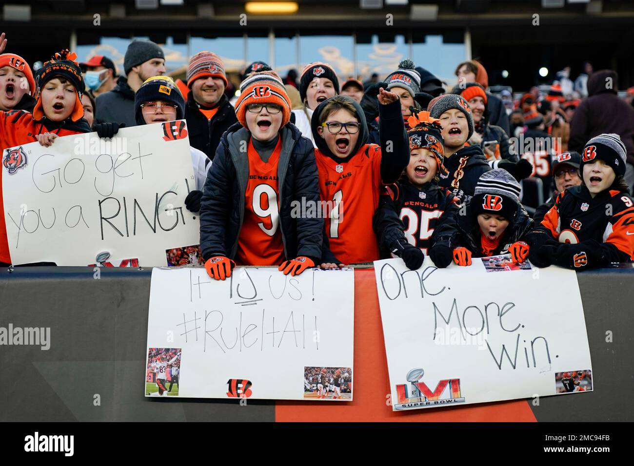 Fans attend the Super Bowl LVI Opening Night Fan Rally Monday, Feb. 7 ...